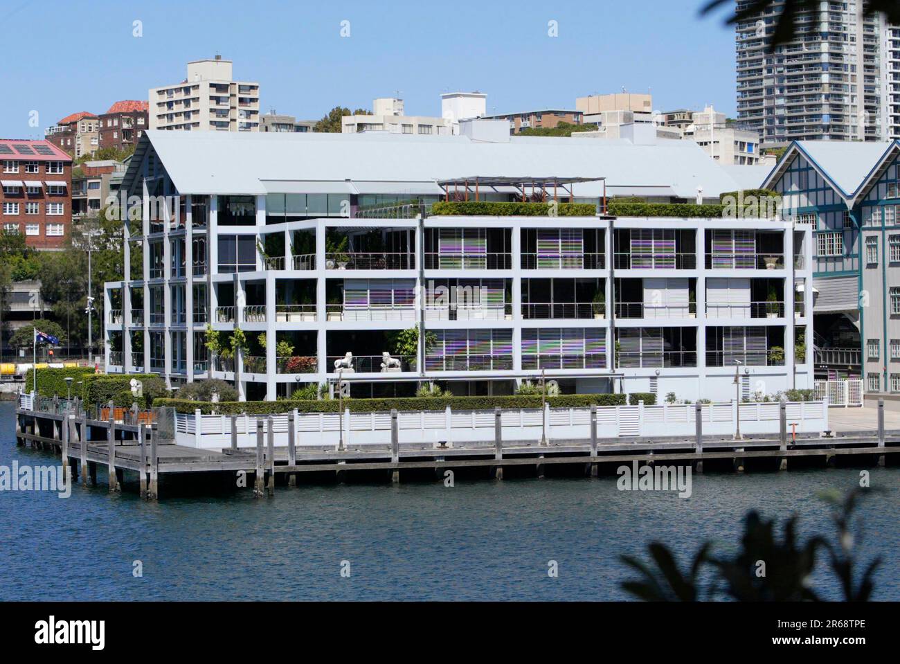 The 'Finger Wharf' at Woolloomooloo Bay in Sydney, Australia. The wharf ...