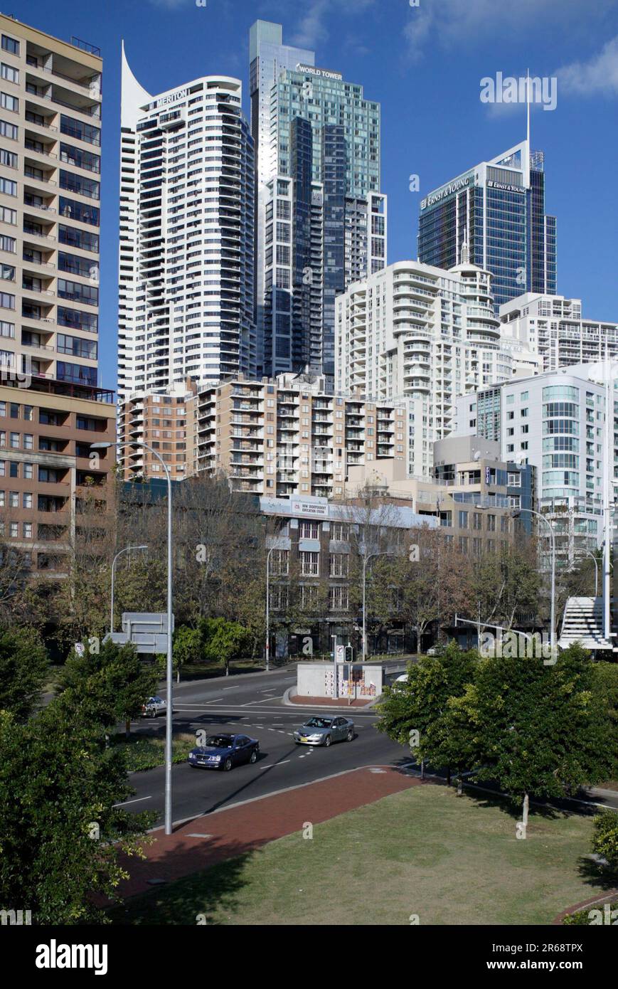 Highrise architecture in Sydney, Australia, seen from the western edge ...