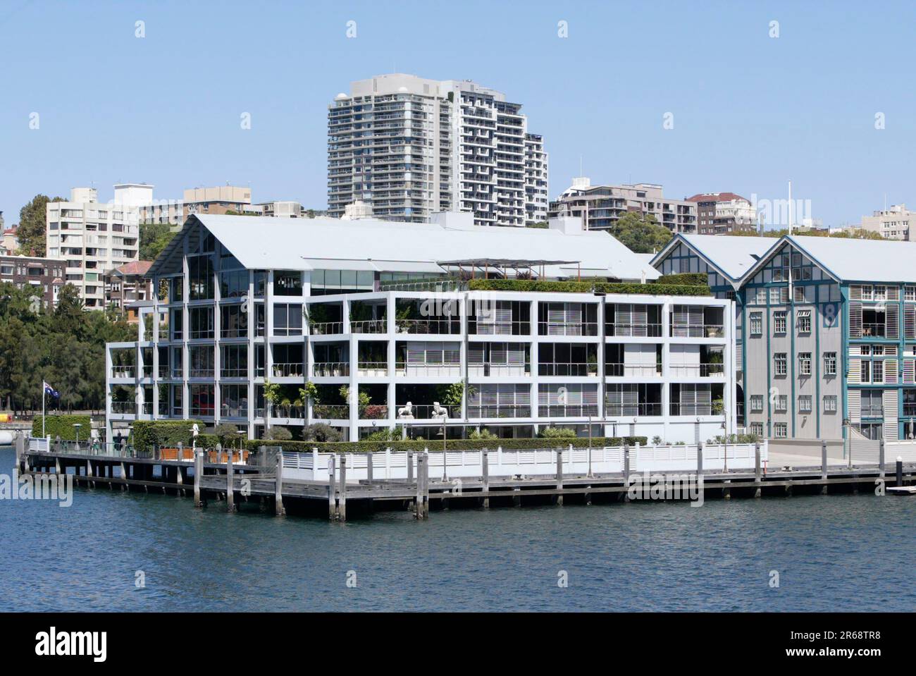 The 'Finger Wharf' at Woolloomooloo Bay in Sydney, Australia. The wharf ...