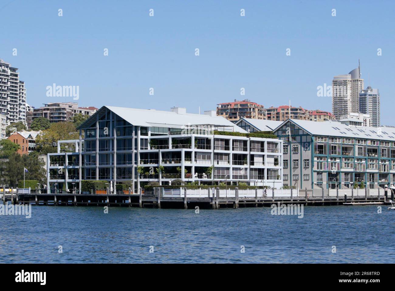 The 'Finger Wharf' at Woolloomooloo Bay in Sydney, Australia. The wharf ...