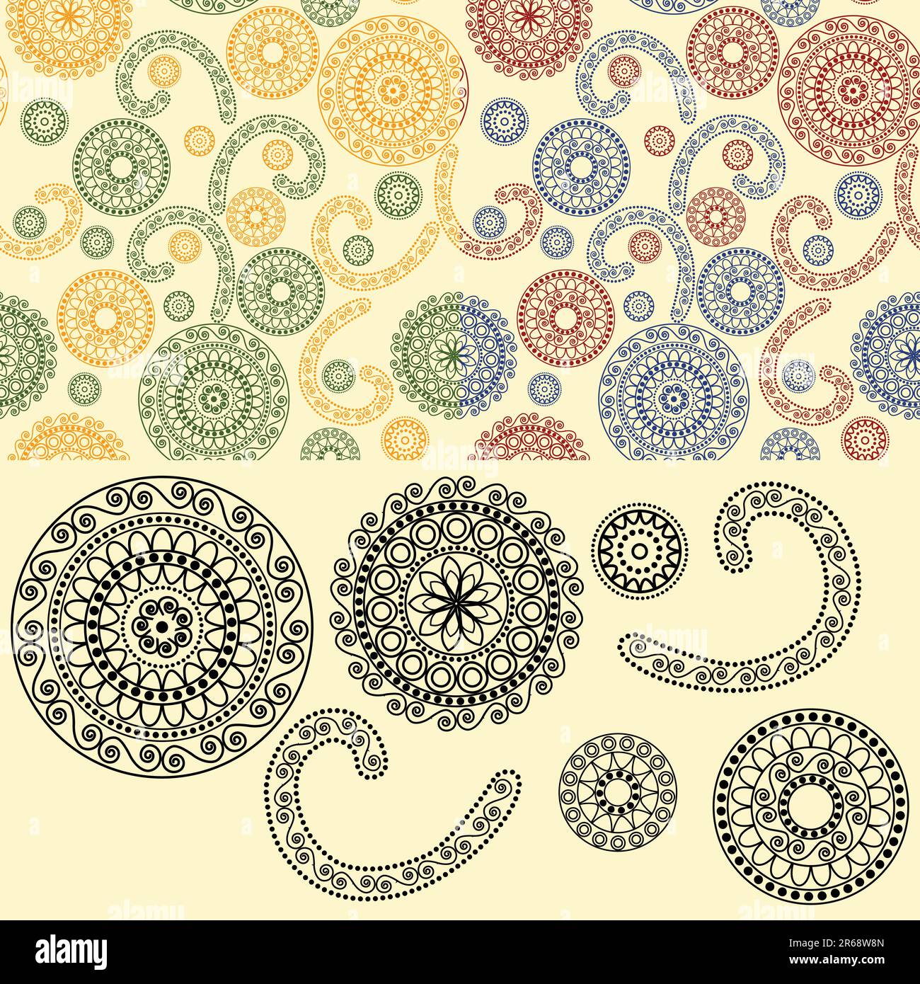 two vector seamless ethnic pattern in traditional Indian style with ...
