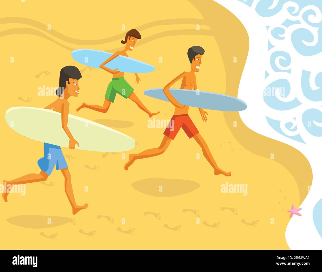 Man running into waves Stock Vector Images - Alamy