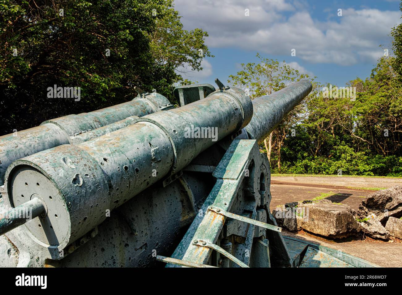 The ruins of the artilly at Battery Hearn, displayed on Corregidor ...
