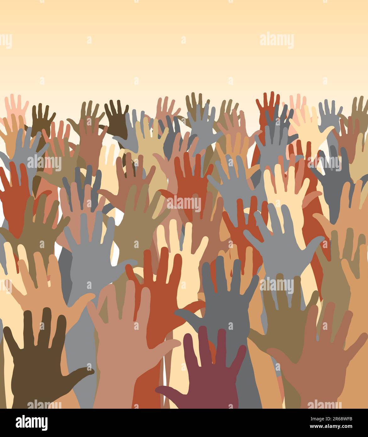 Editable vector illustration of a crowd of waving hands Stock Vector ...