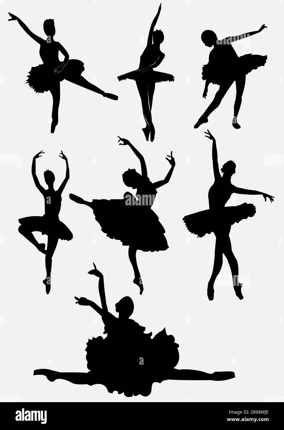 A collection of ballet dancers silhouettes vector illustration isolated ...