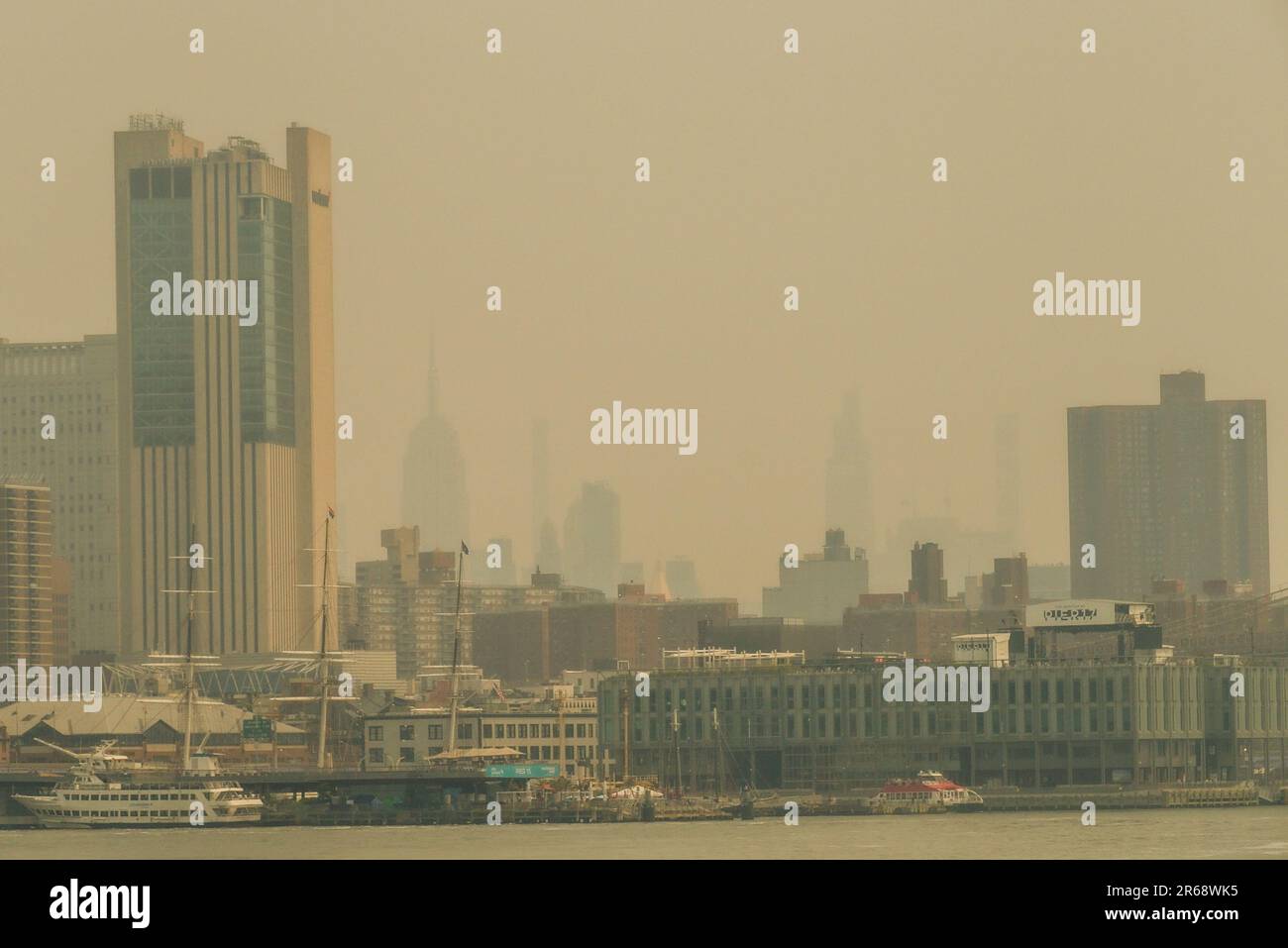 New York, New York, USA. 7th June, 2023. Low visibility of the Empire ...