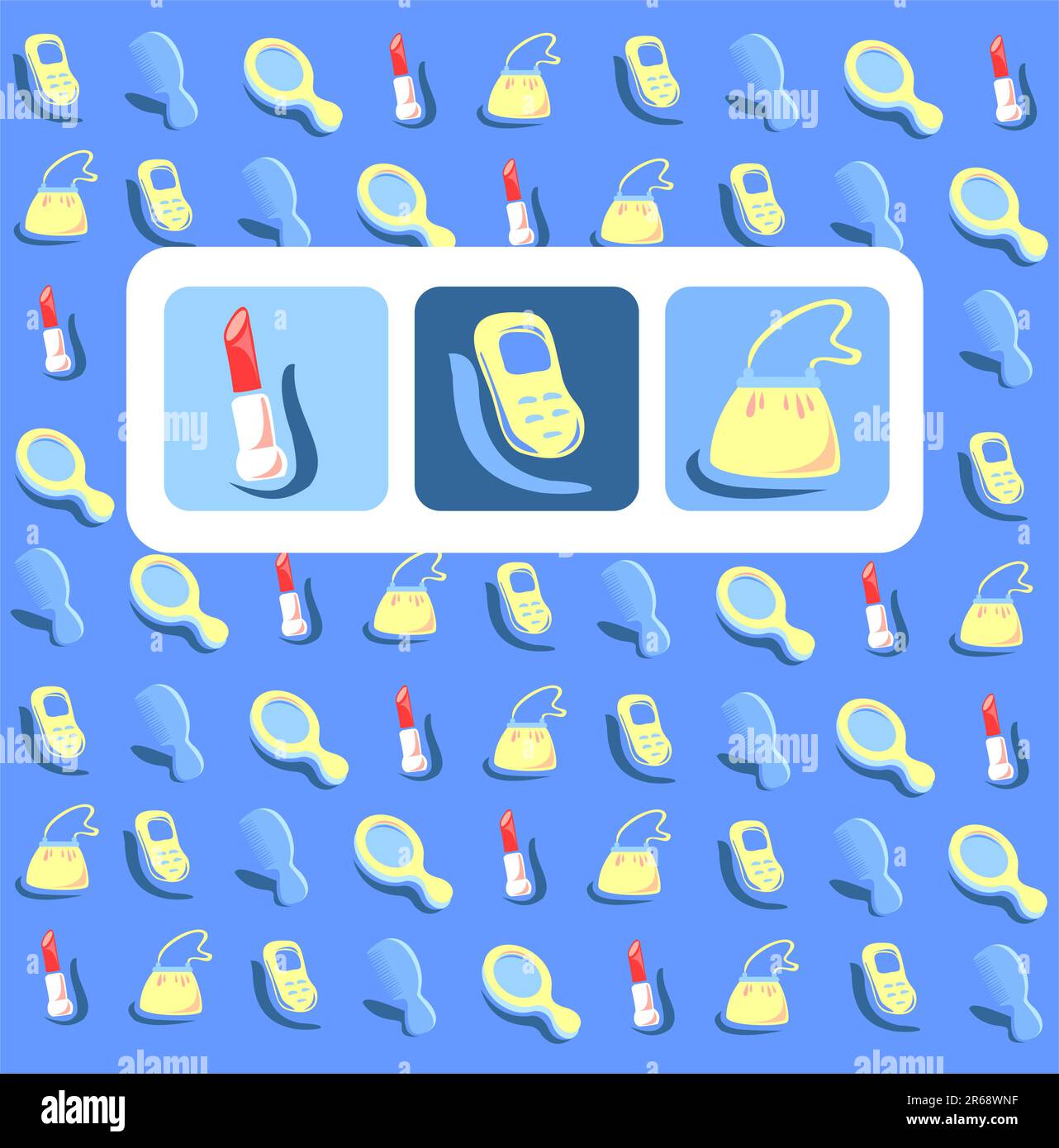 Female things on a blue background with frames Stock Vector Image & Art ...