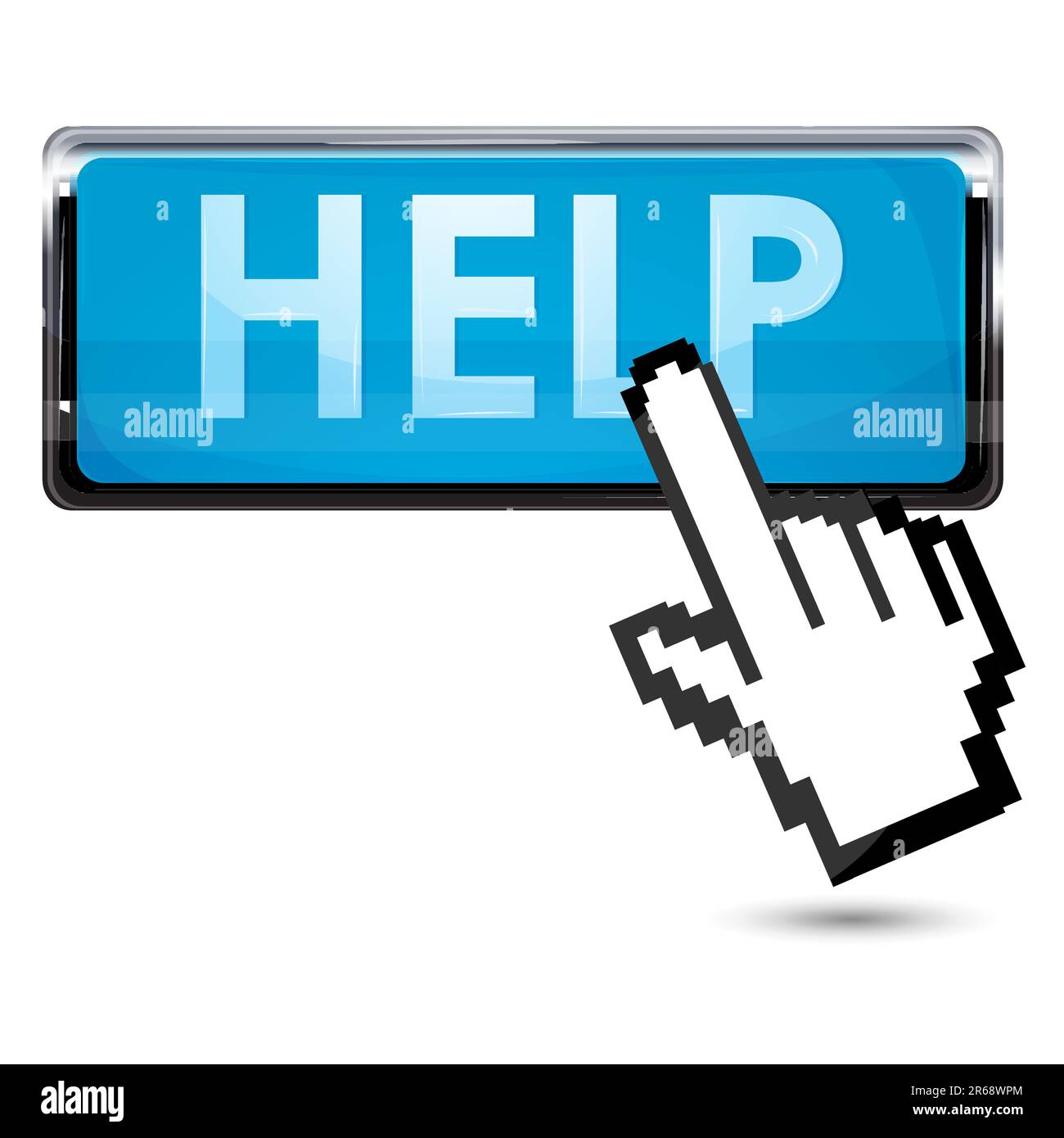 illustration of help button with cursor on white background Stock ...