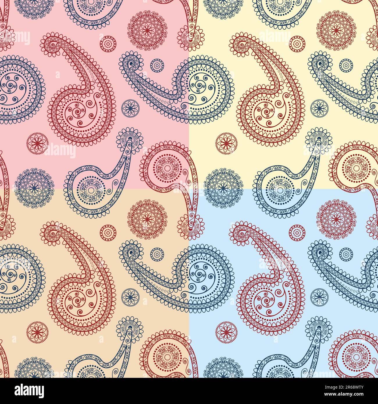 vector seamless ethnic paisley patterns on different backgrounds Stock ...