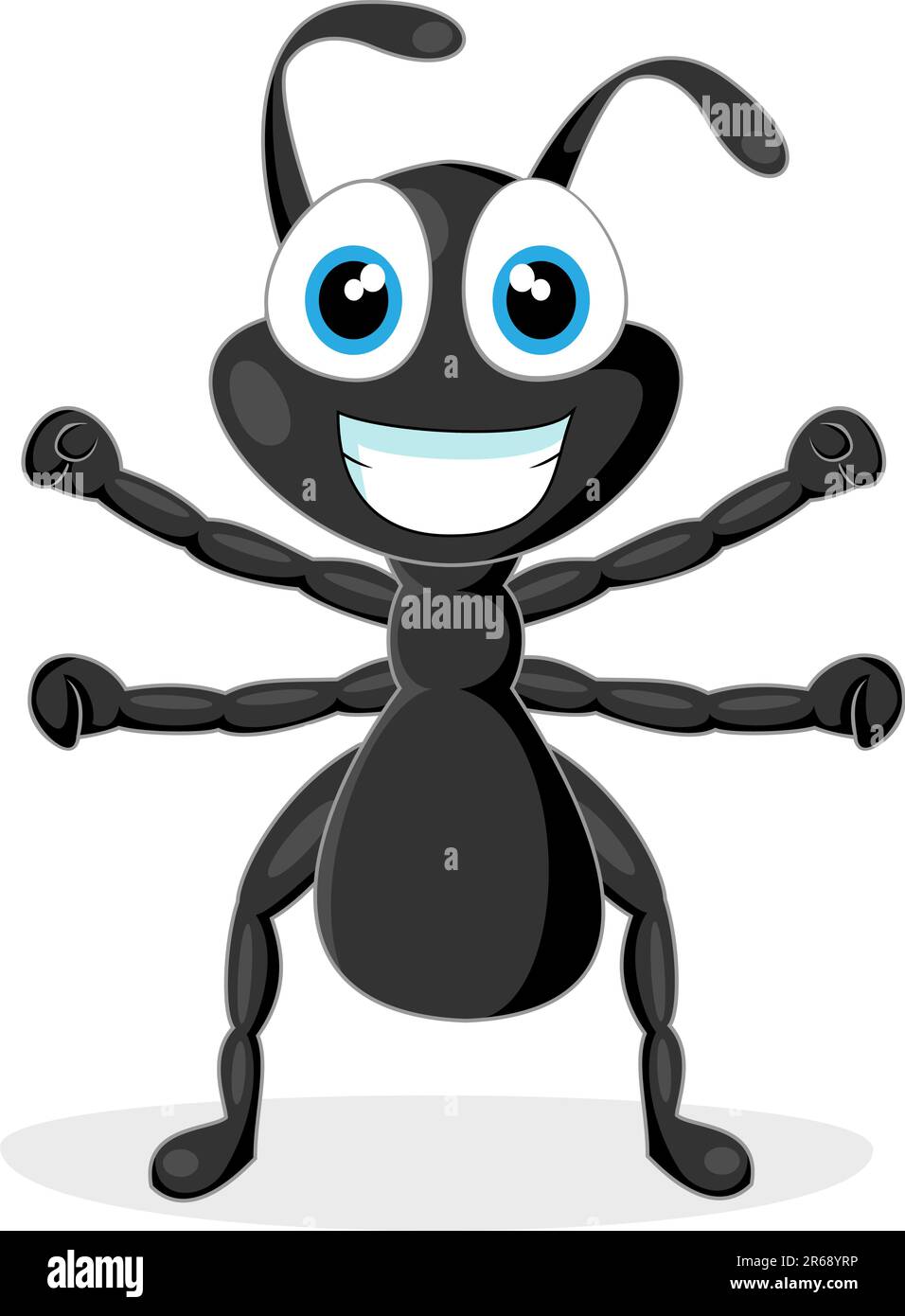 vector illustration of a cute little black ant. No gradient Stock ...