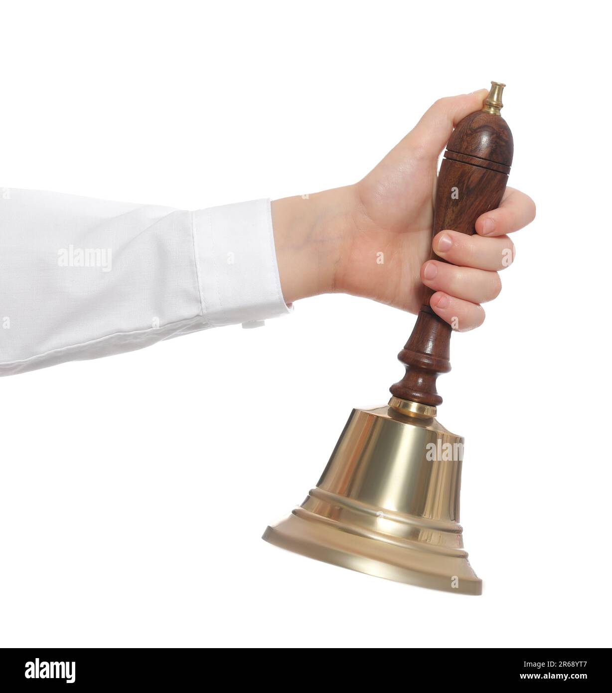Pupil with school bell on white background, closeup Stock Photo - Alamy