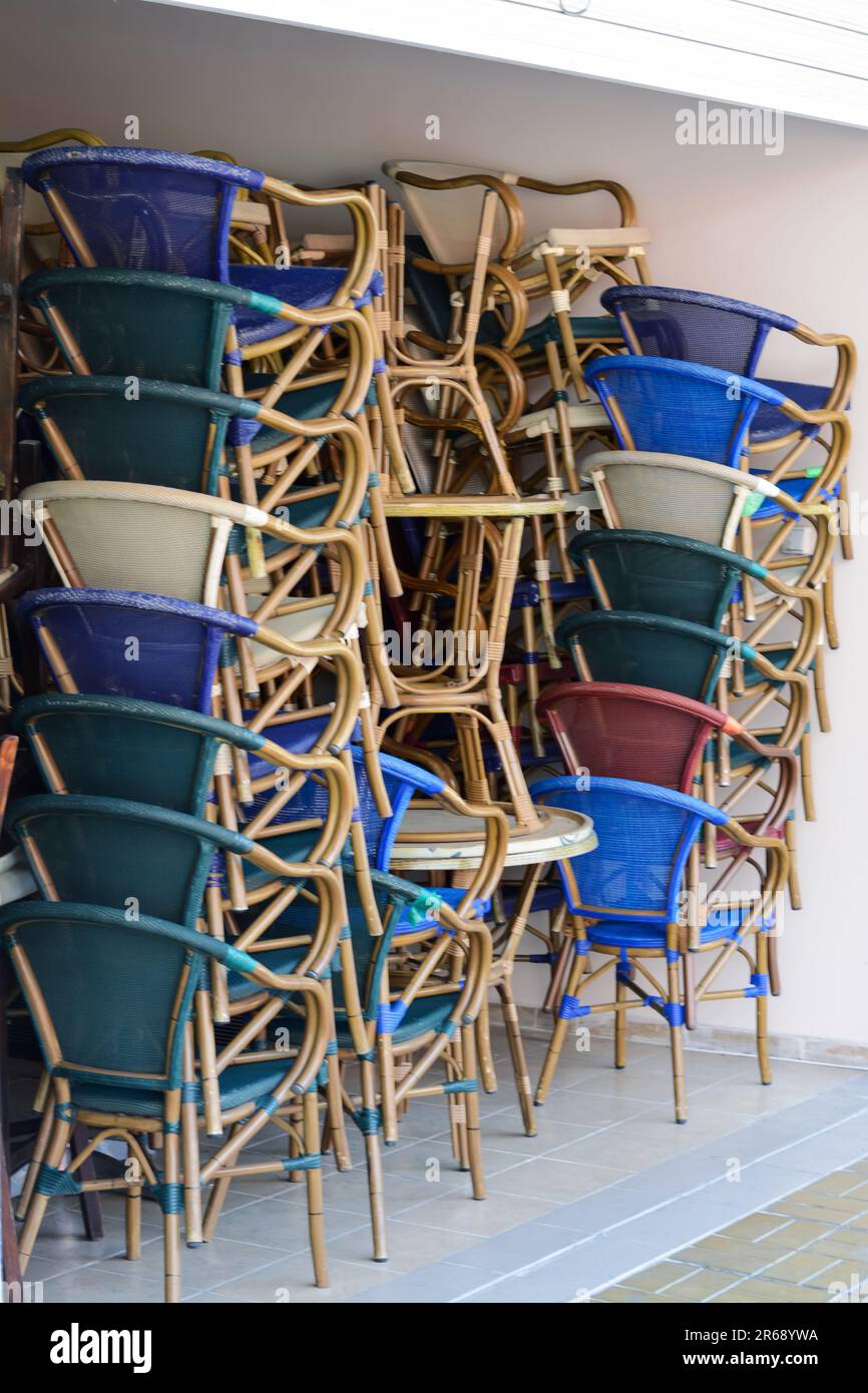 Pile of tables hi-res stock photography and images - Alamy