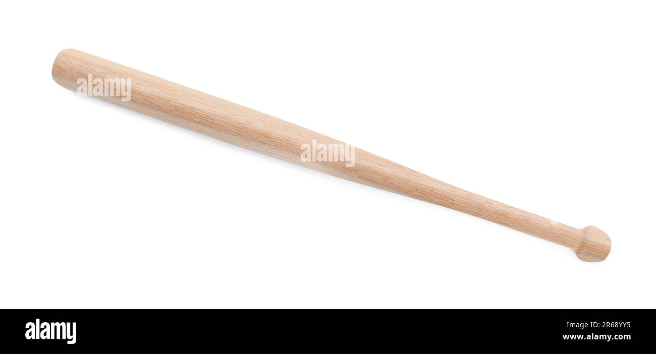 Wooden baseball bat isolated on white, top view. Sports equipment Stock ...