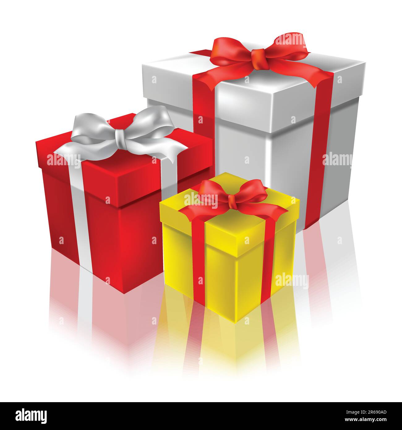 Christmas gifts with reflection on a white background Stock Vector ...
