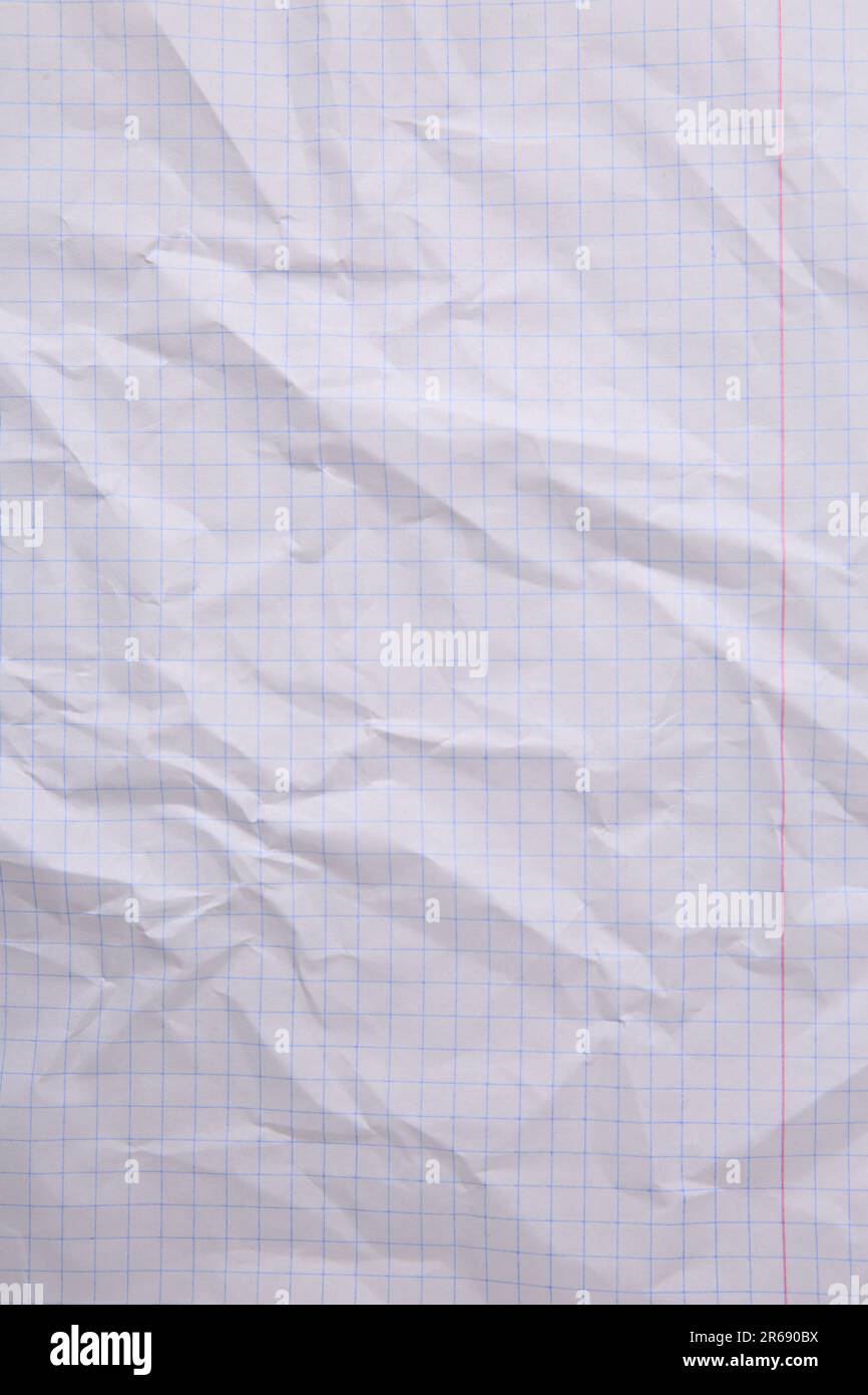 Sheet of crumpled checkered paper as background, top view Stock Photo - Alamy