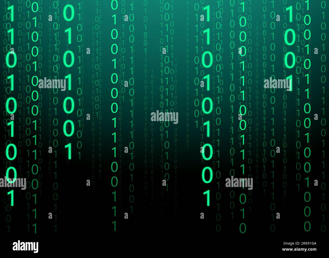 Digital binary code on dark green background Stock Photo - Alamy