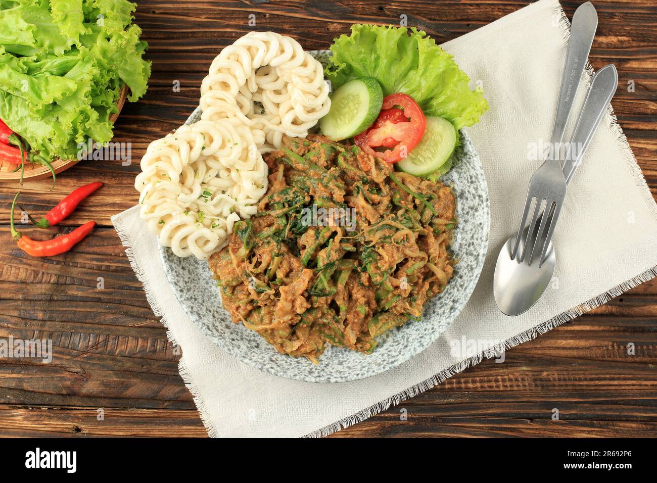 Lotek Karedok, SUndanese Signature Dish, Steamed or Raw Vegetable with ...