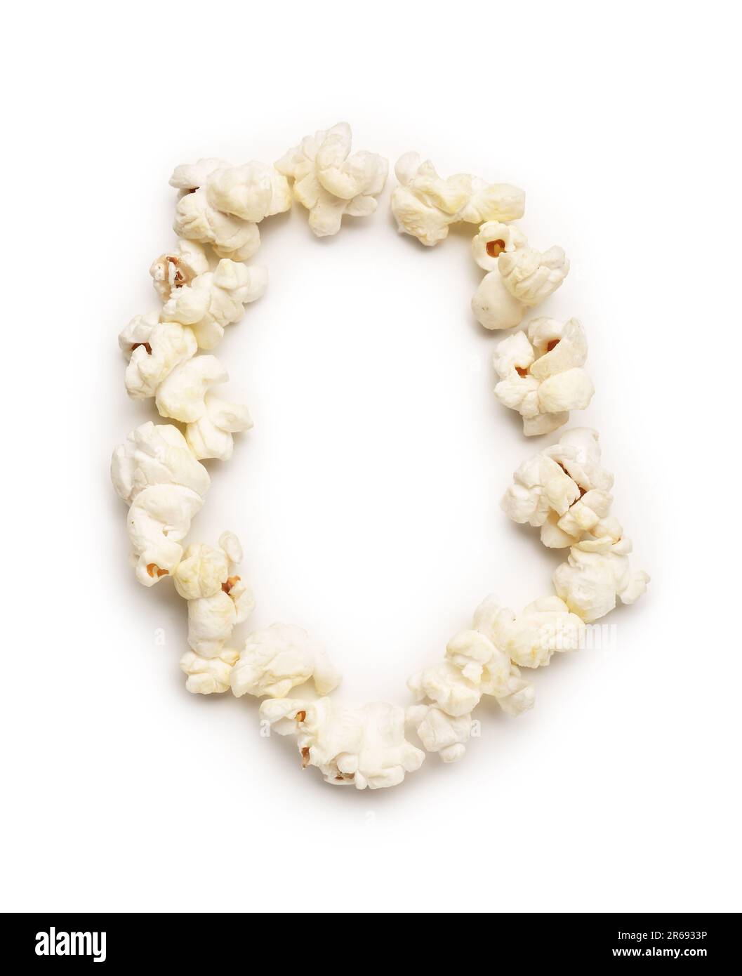 Letter O made of popcorn on white background Stock Photo - Alamy