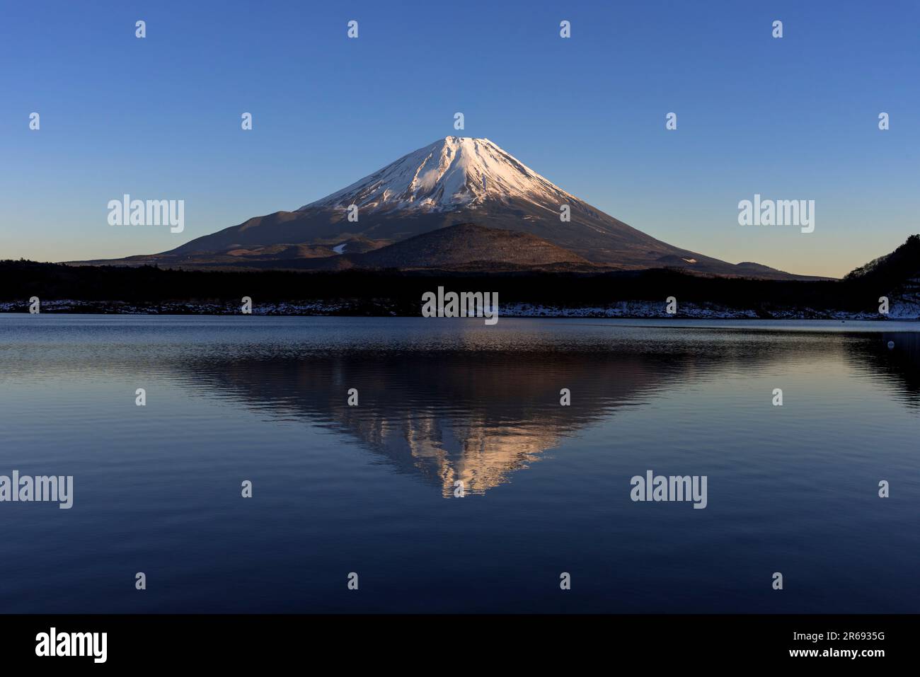 Reverse Fuji reflected in Lake Shojin Stock Photo - Alamy