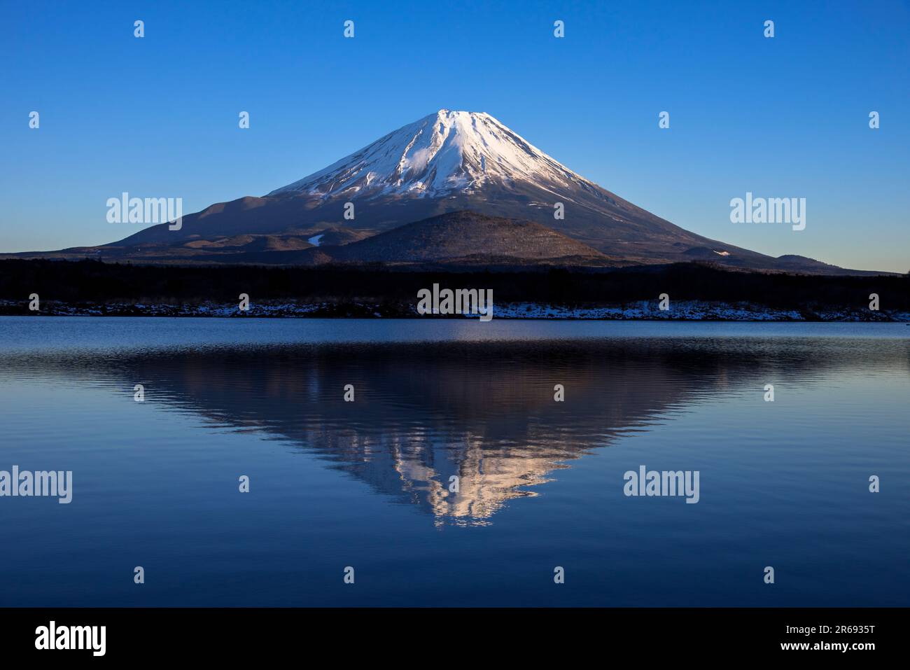 Reverse Fuji reflected in Lake Shojin Stock Photo - Alamy