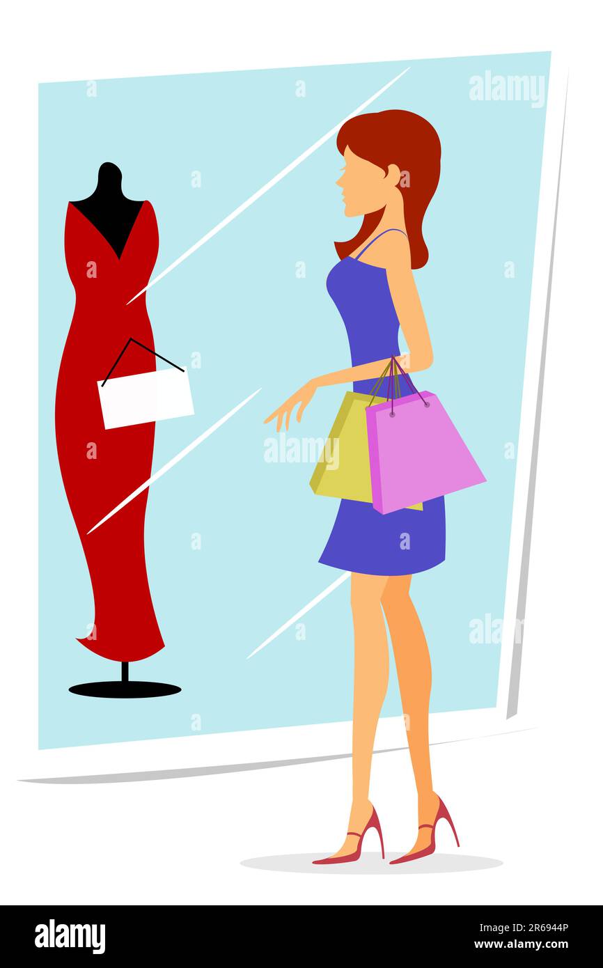 illustration of shopping lady Stock Vector Image & Art - Alamy