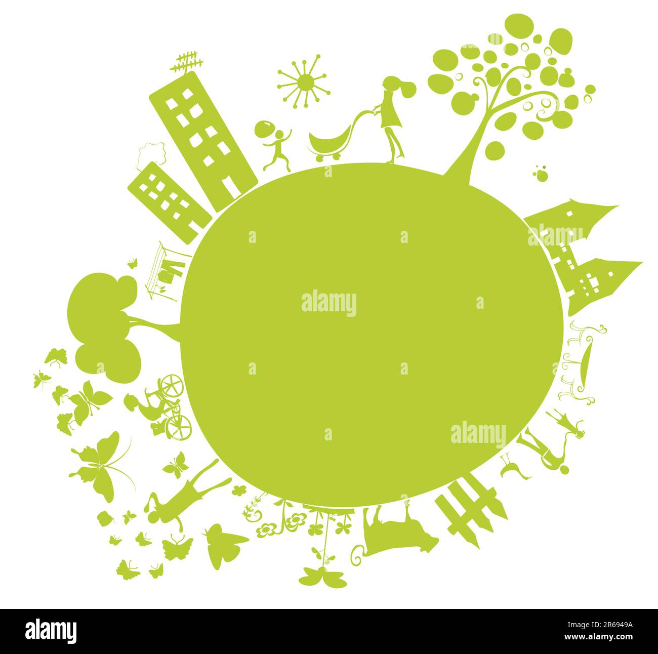 stylized green planet in cartoon style Stock Vector Image & Art - Alamy