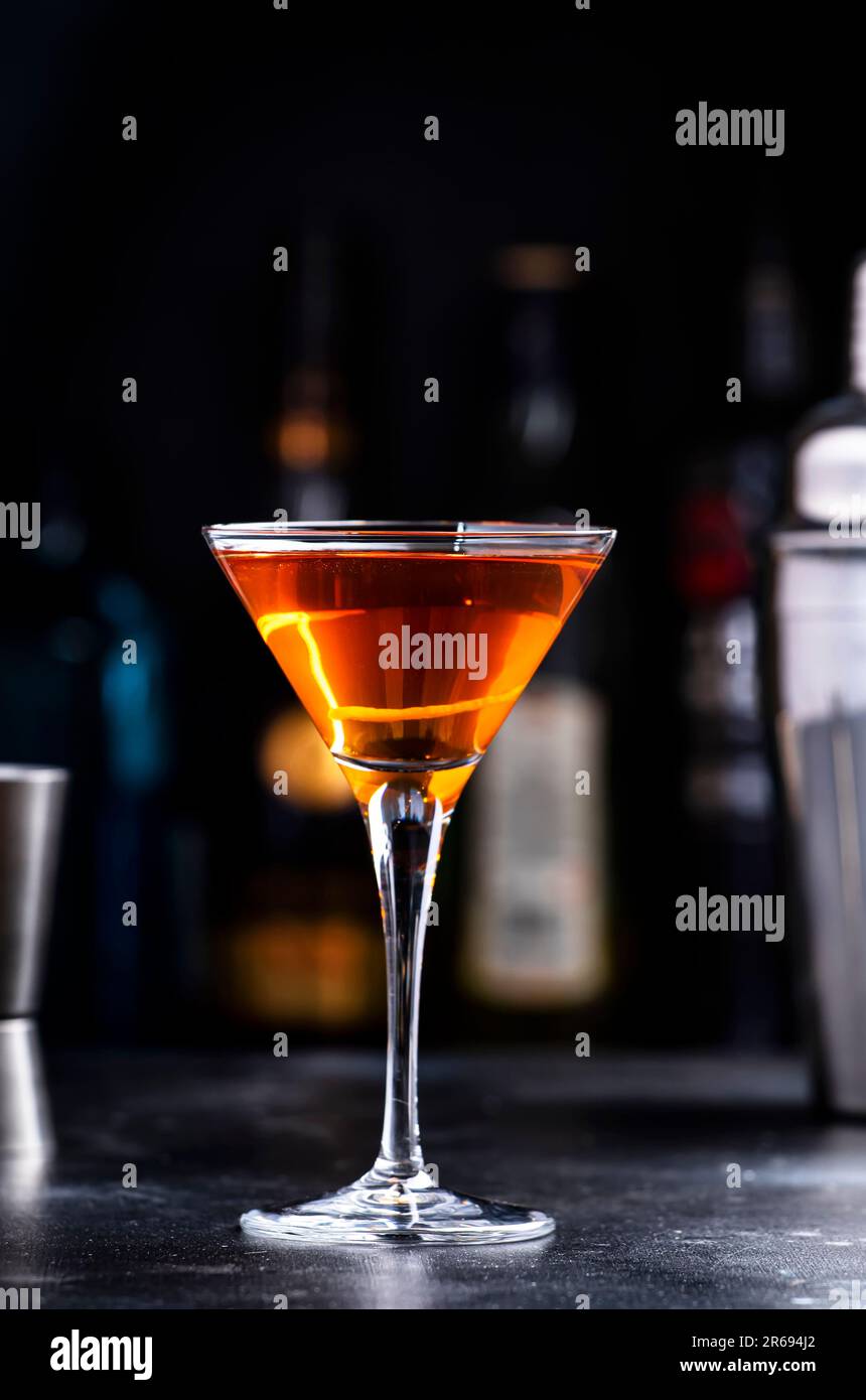 Bobby Burns alcoholic cocktail drink with scotch whiskey, vermouth and ...