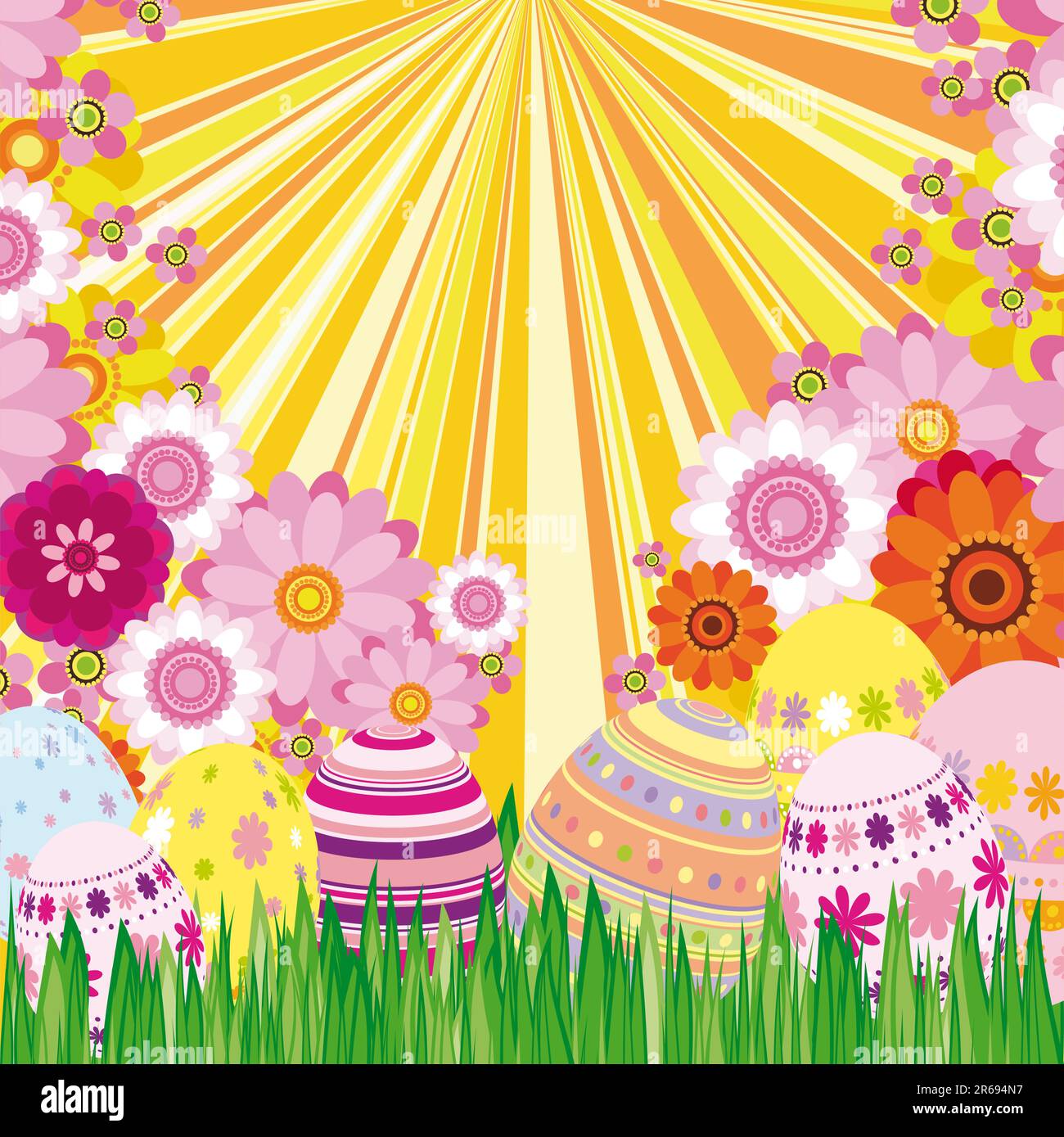 Floral background with Easter eggs - an illustration for your design ...