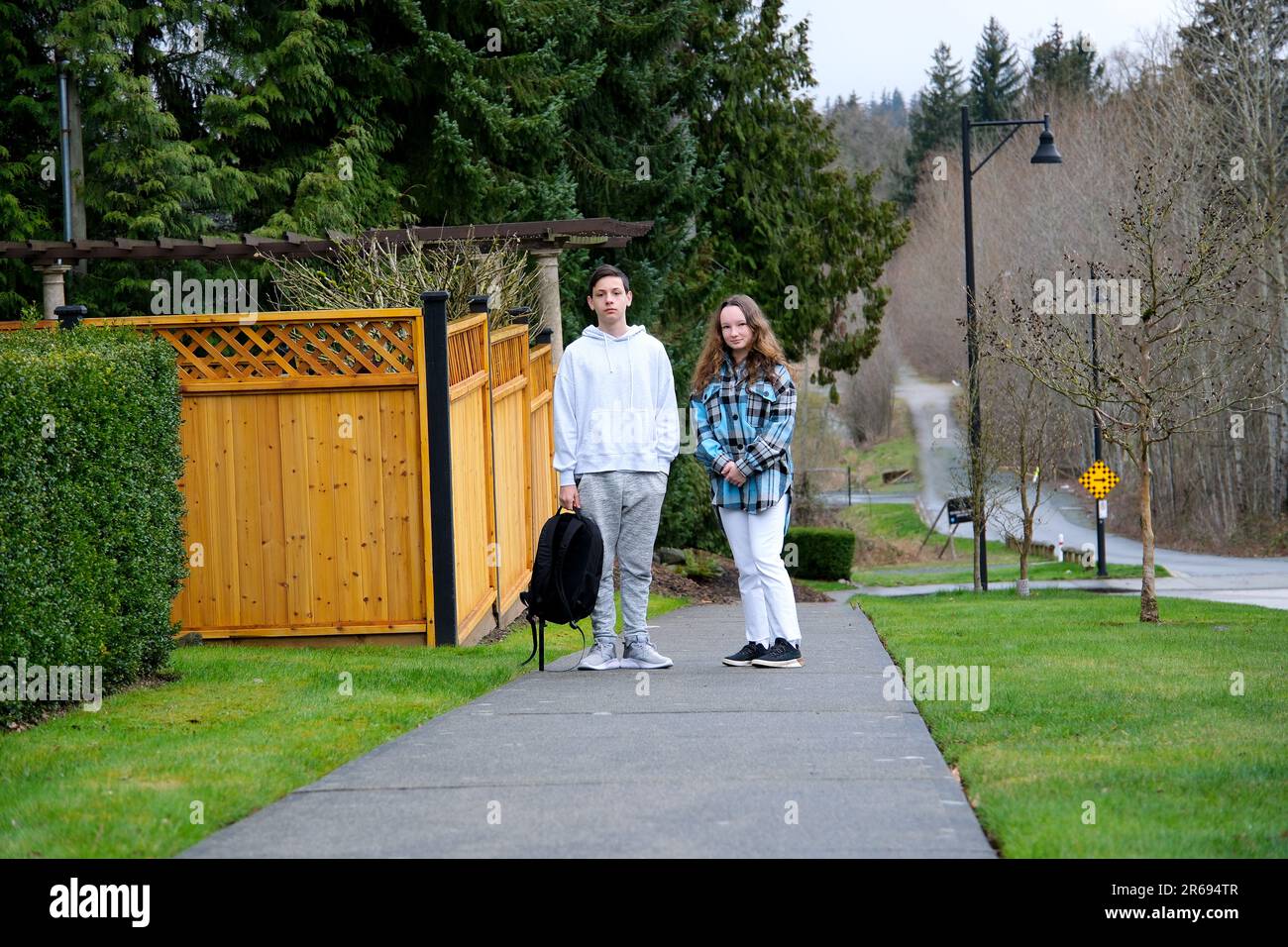 high school students friends high school teenagers see off girl home go ...