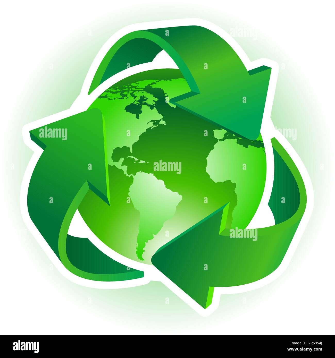 Recycle Symbol with Earth on white background. Vector illustration ...