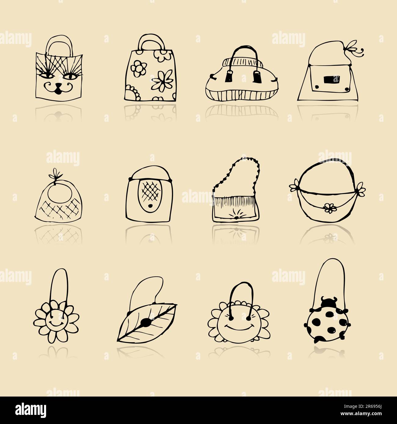 Collection of bags, sketch drawing for your design Stock Vector Image ...