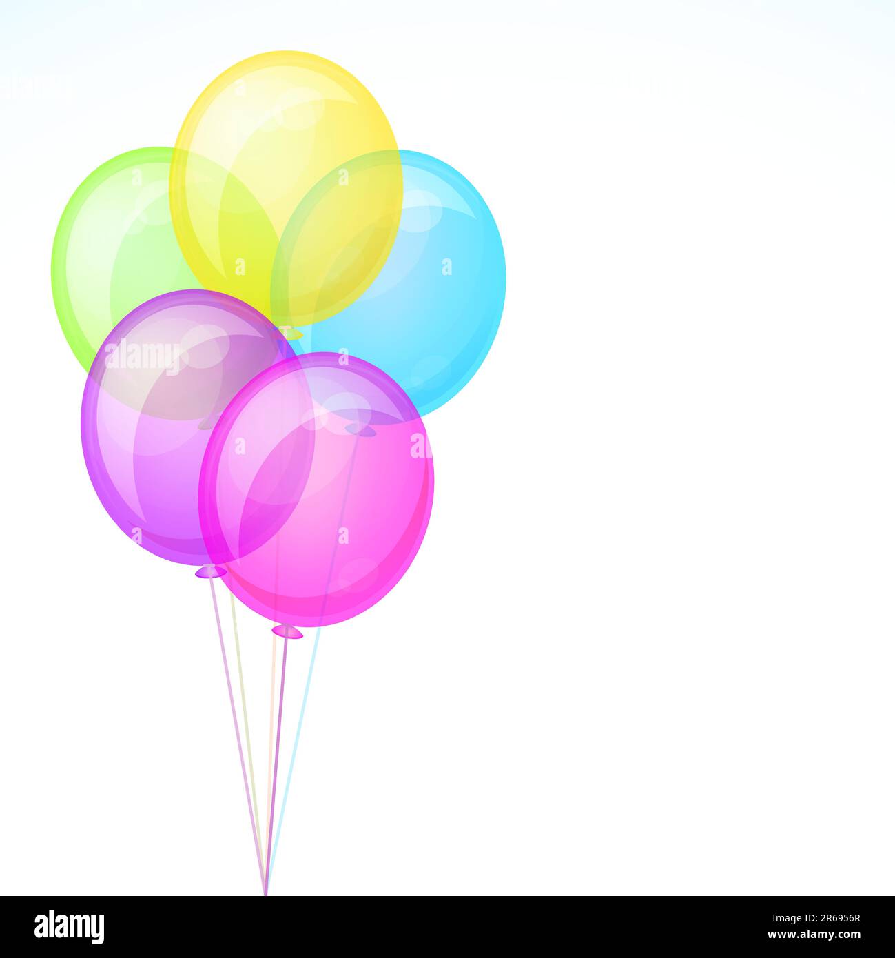 Five Birthday Celebration Balloons Isolated on White Background ...
