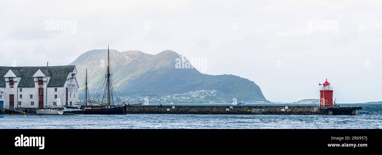 Panorama of Molja Lighthouse and Fisheries Museum in ALESUND ...