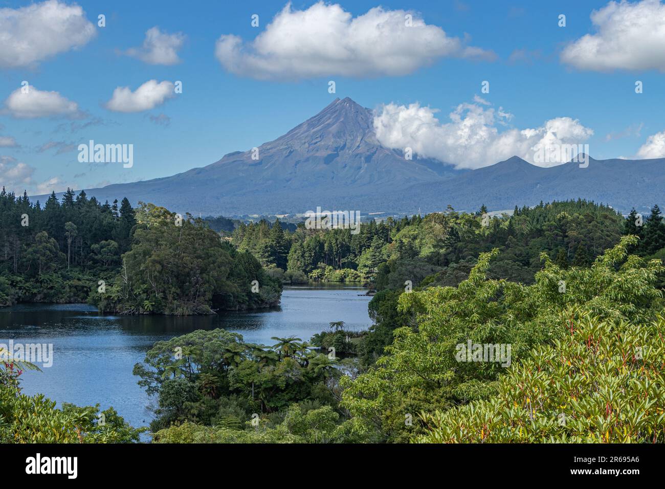 Mt Taranaki from Lake Mangamahoe Stock Photo - Alamy