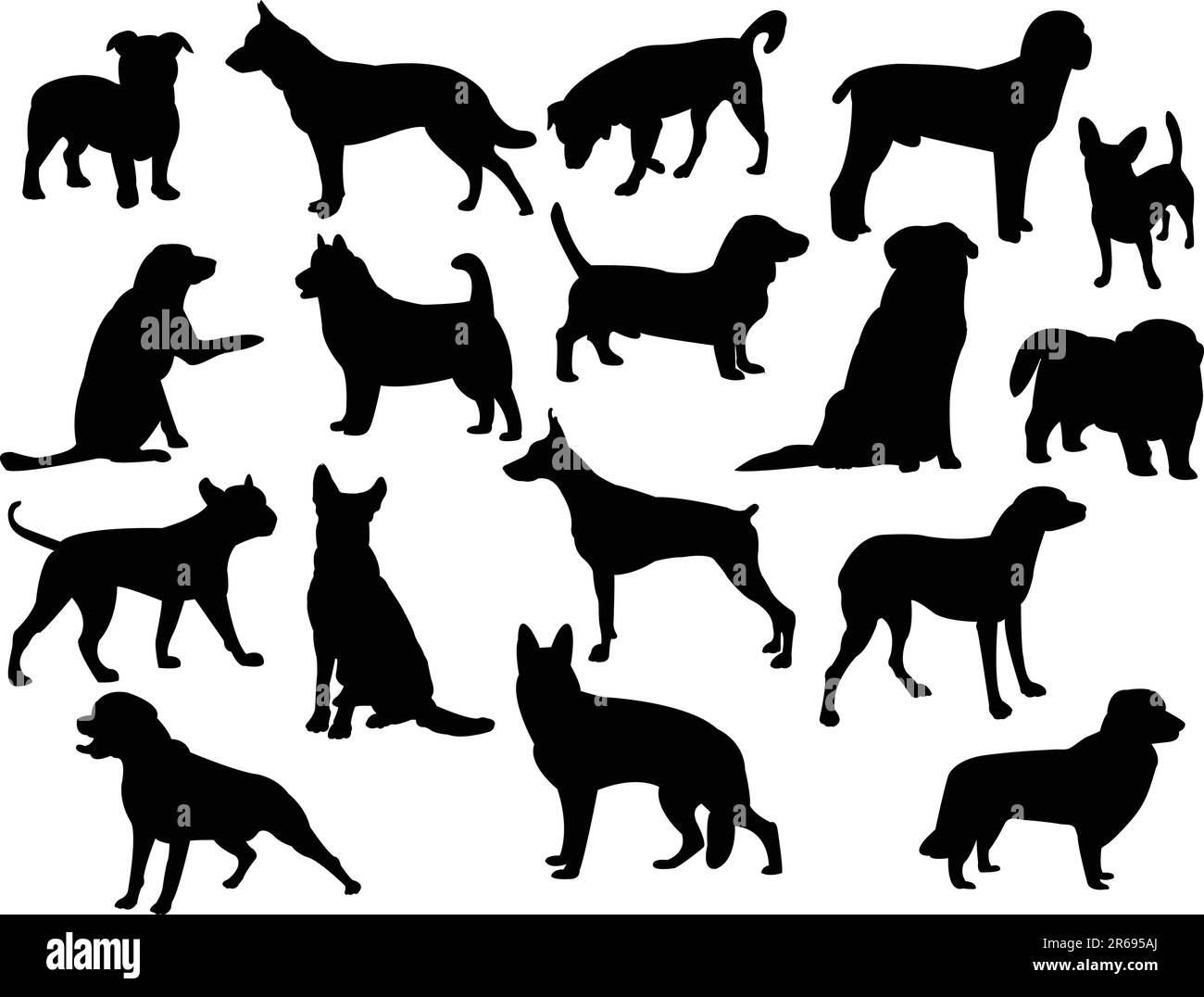 dogs silhouette collection vector Stock Vector Image & Art - Alamy