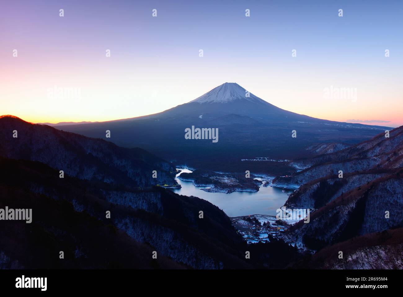 Fuji and Lake Shojin at Dawn Stock Photo - Alamy