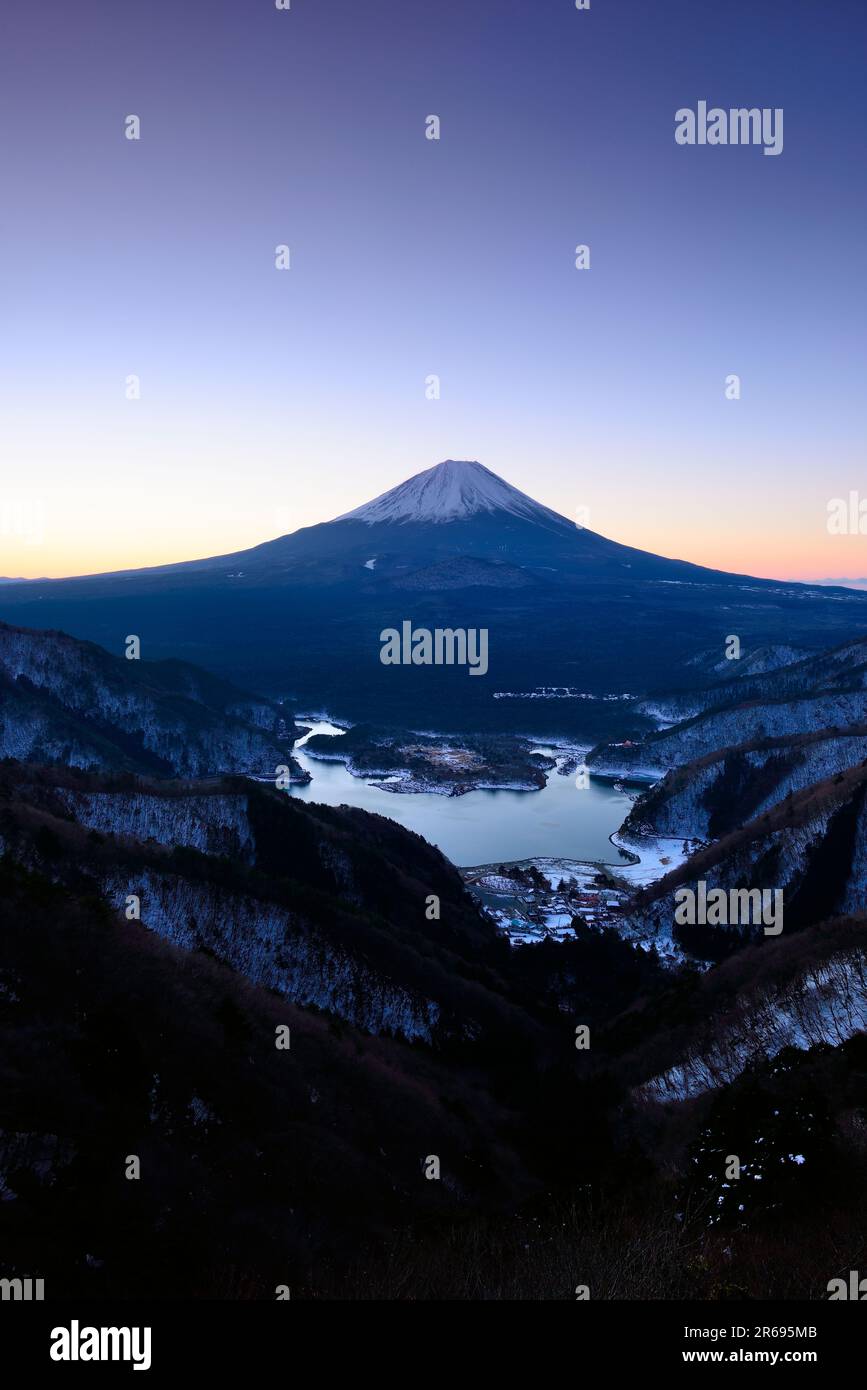 Fuji and Lake Shojin at Dawn Stock Photo - Alamy