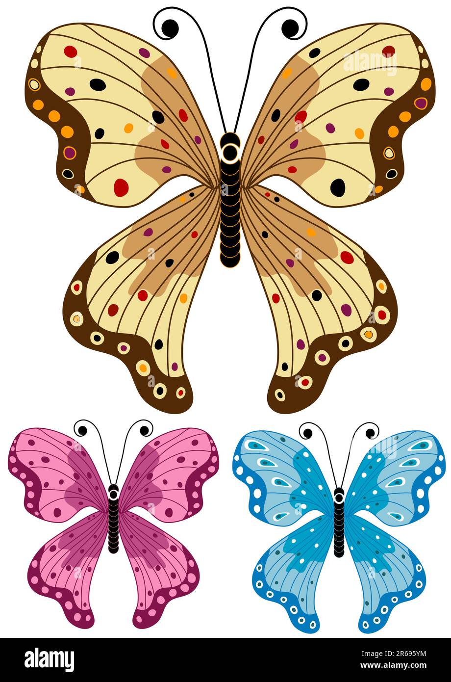 Illustration set colorful butterflies Stock Vector Images - Alamy