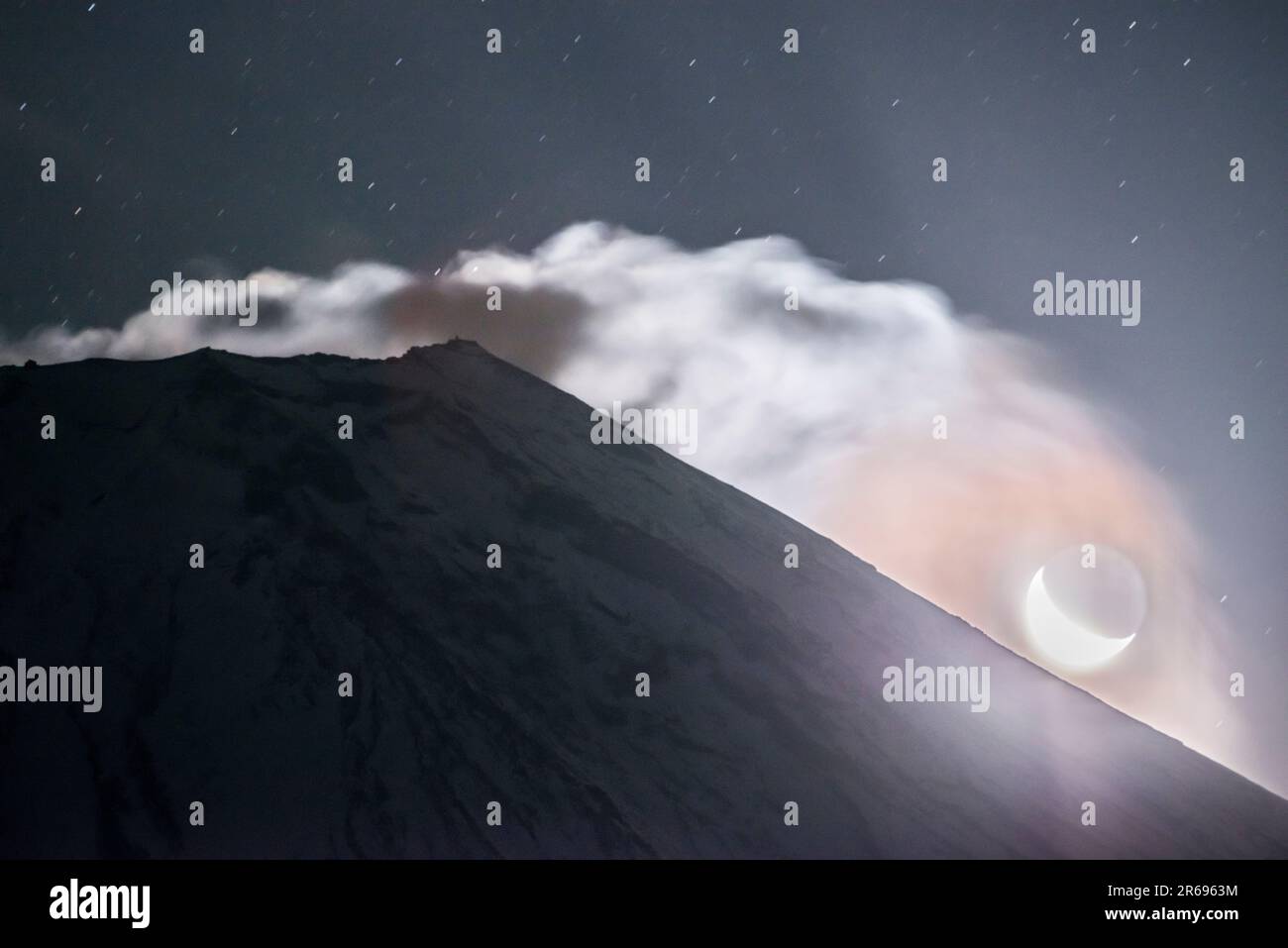 Fuji and Moon Stock Photo - Alamy