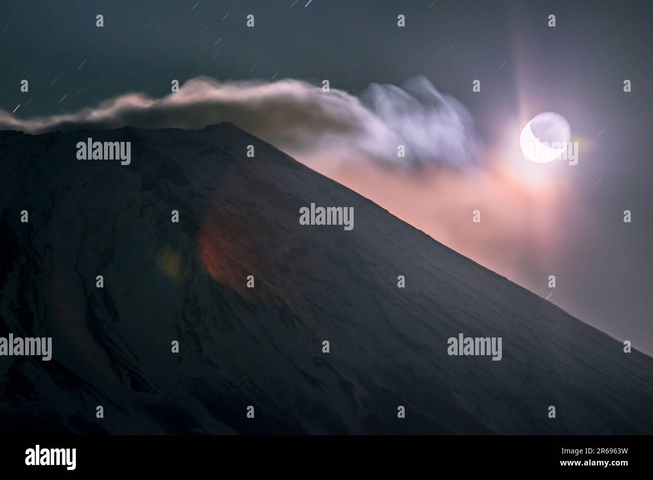 Fuji and Moon Stock Photo - Alamy