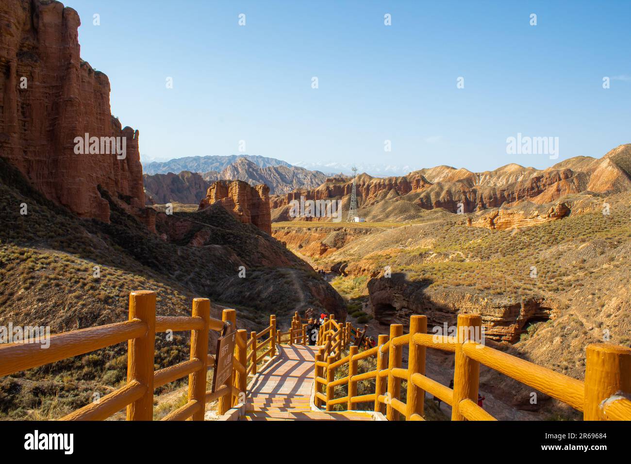 Hiking path at Binggou Danxia Scenic Area close to Zhangye Danxia ...