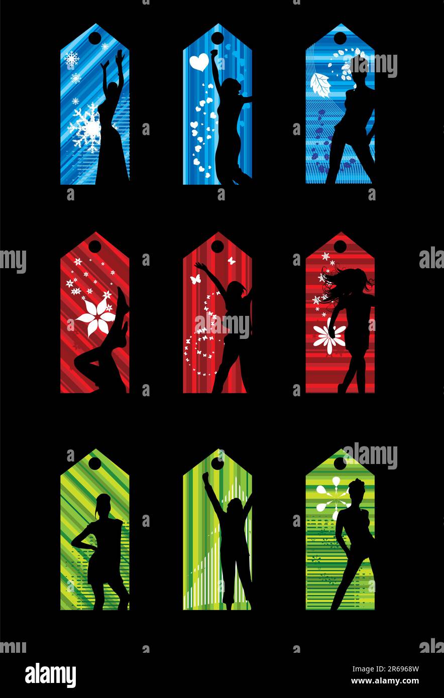 Set of labels with woman silhouettes Stock Vector Image & Art - Alamy