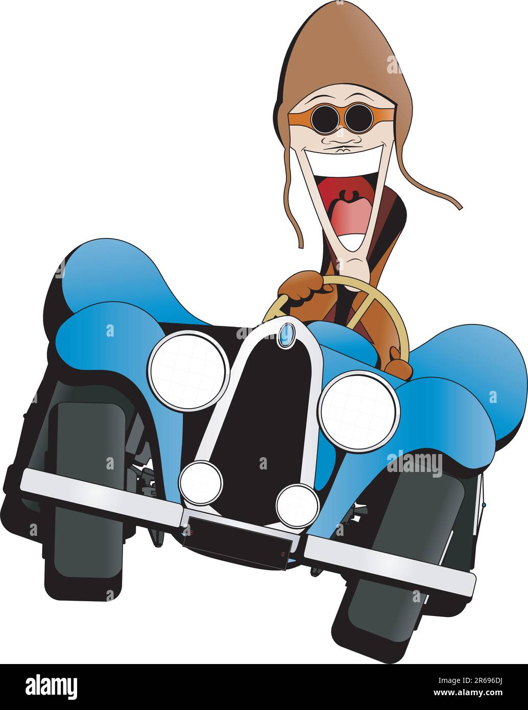 racing in the blue convertible, isolated illustrations Stock Vector ...