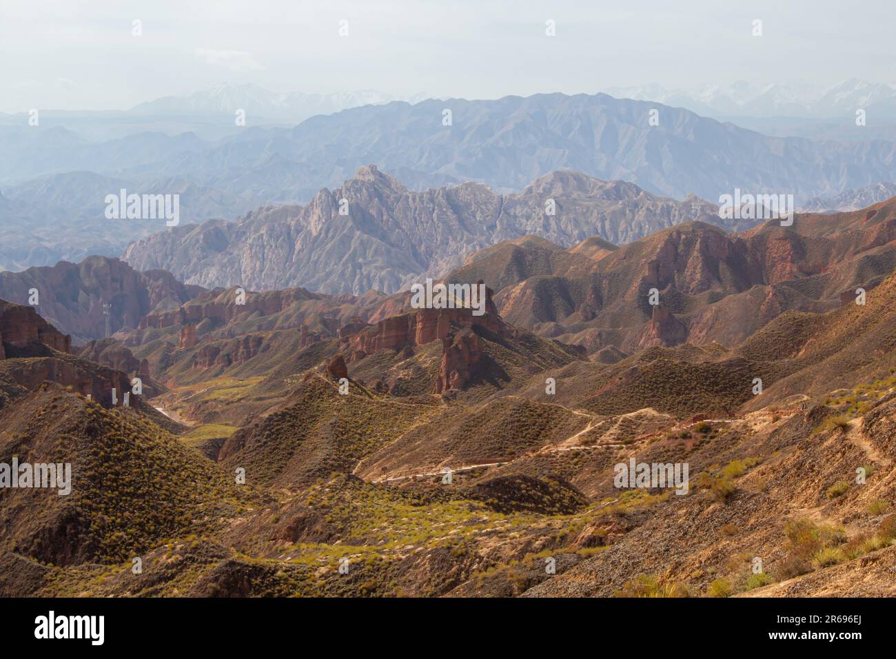 Aerial View from Drone of Binggou Danxia Canyon Landform in Zhangye ...