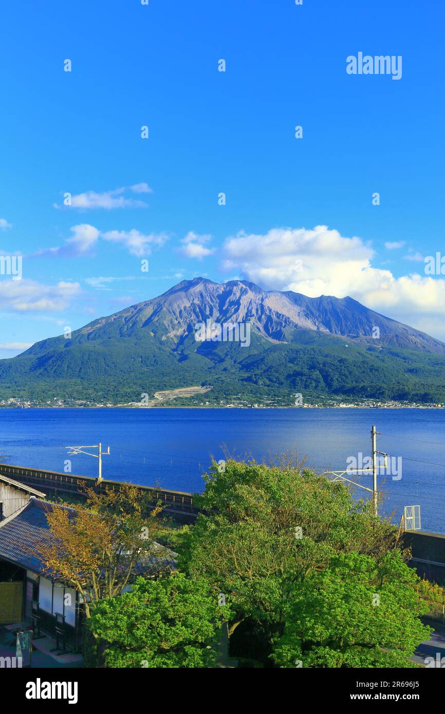 Senganen Garden and Sakurajima Stock Photo - Alamy