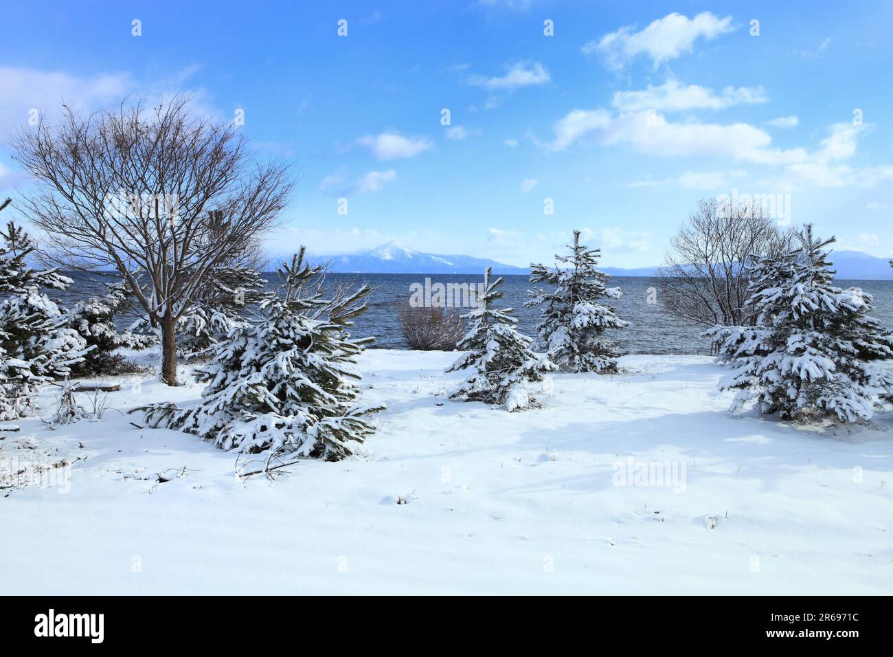 Lake Biwa in snow Stock Photo - Alamy