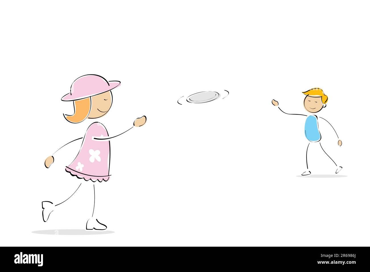 illustration of kids playing frisbee on an isolated background Stock ...