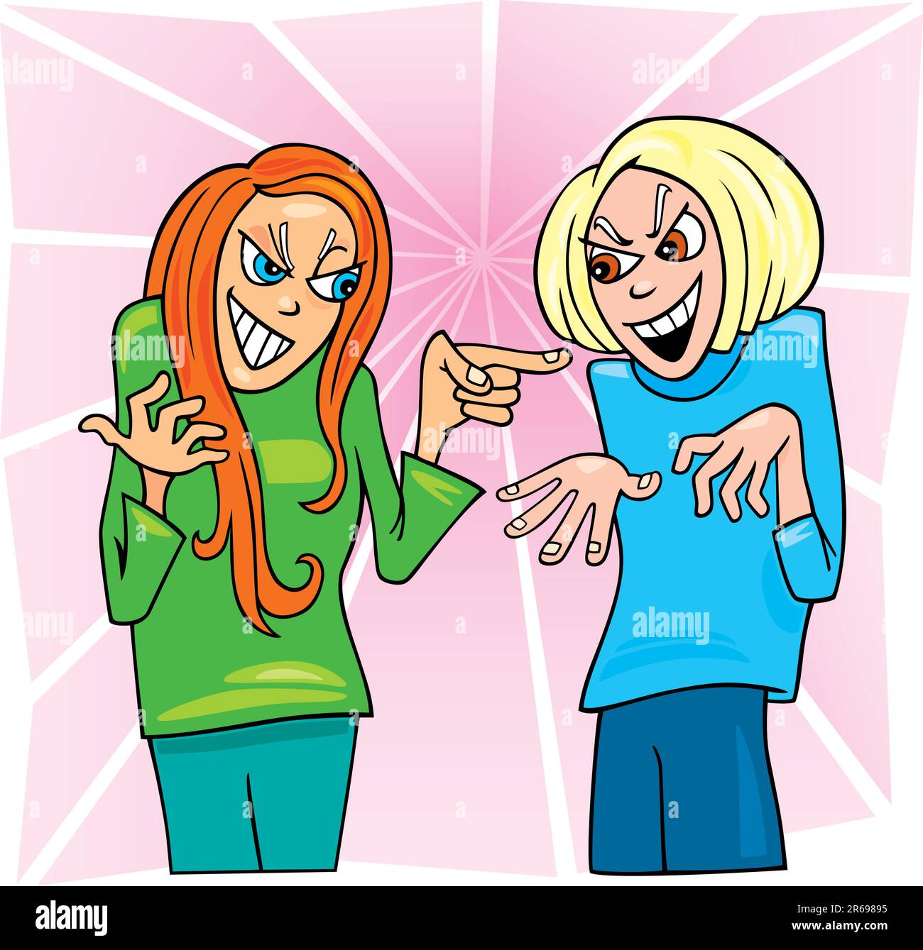 Cartoon girl fight hi-res stock photography and images - Alamy