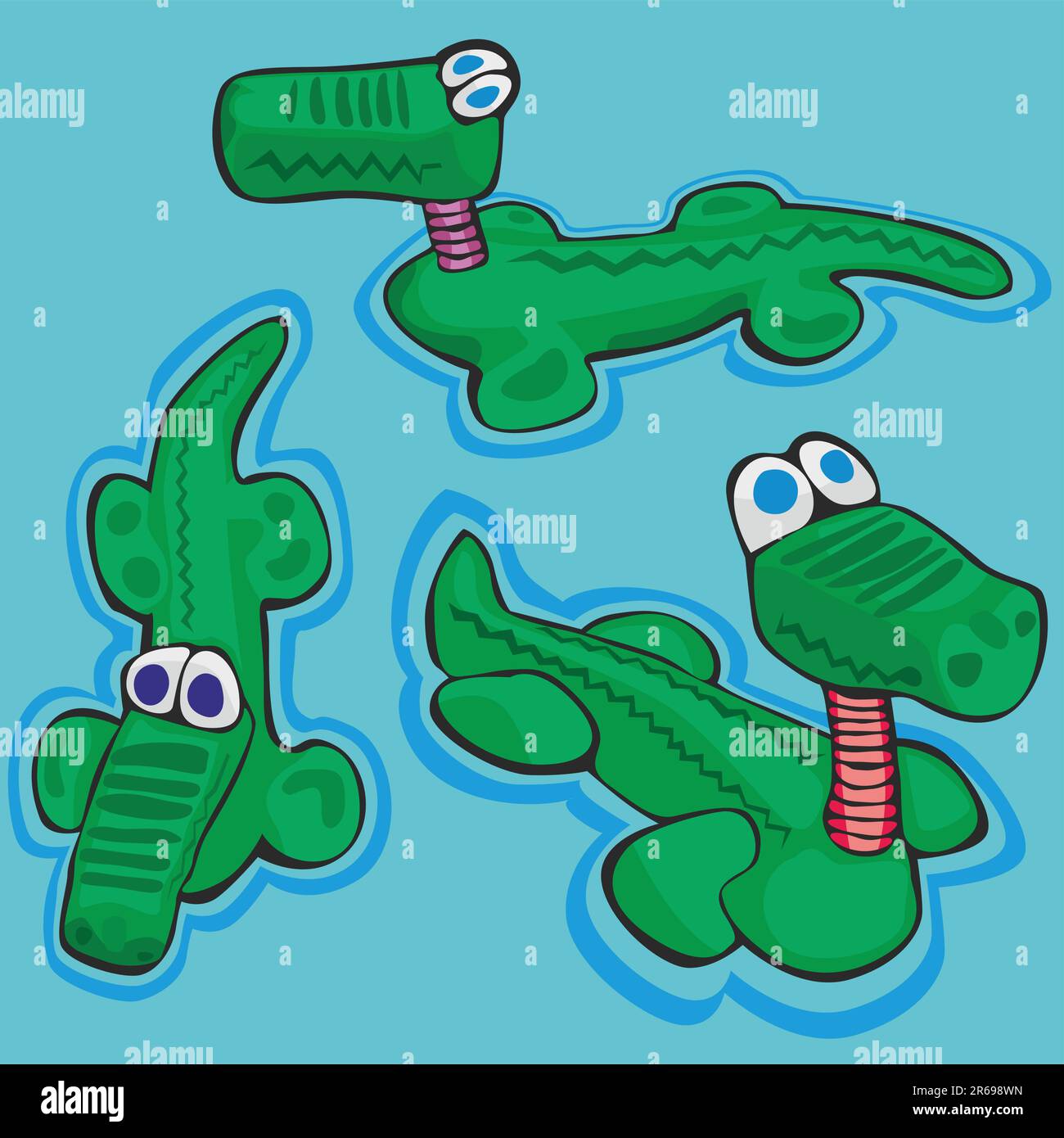 fully editable vector illustration of funny stylized crocodiles Stock ...