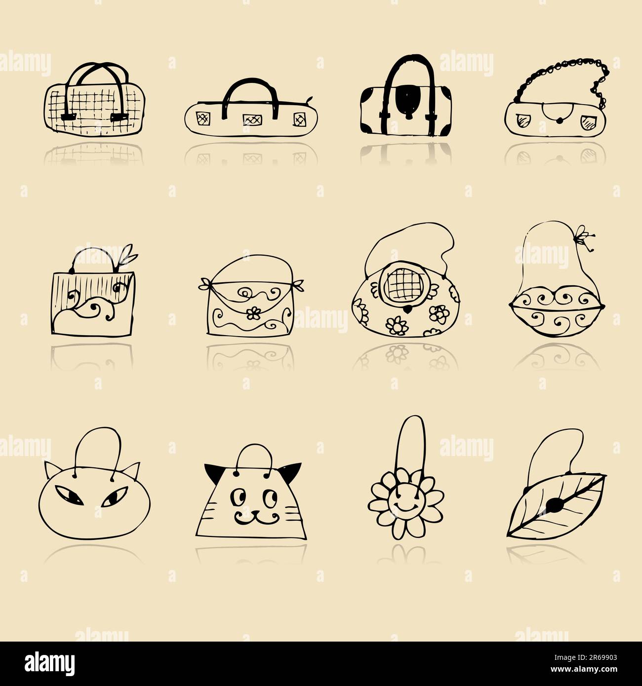 Collection of bags, sketch drawing for your design Stock Vector Image ...